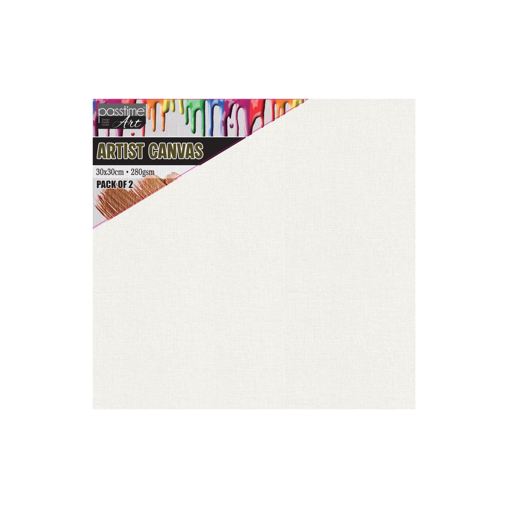2 Pack Stretched Canvas 280GSM 30x30cm – Passtime Crafts