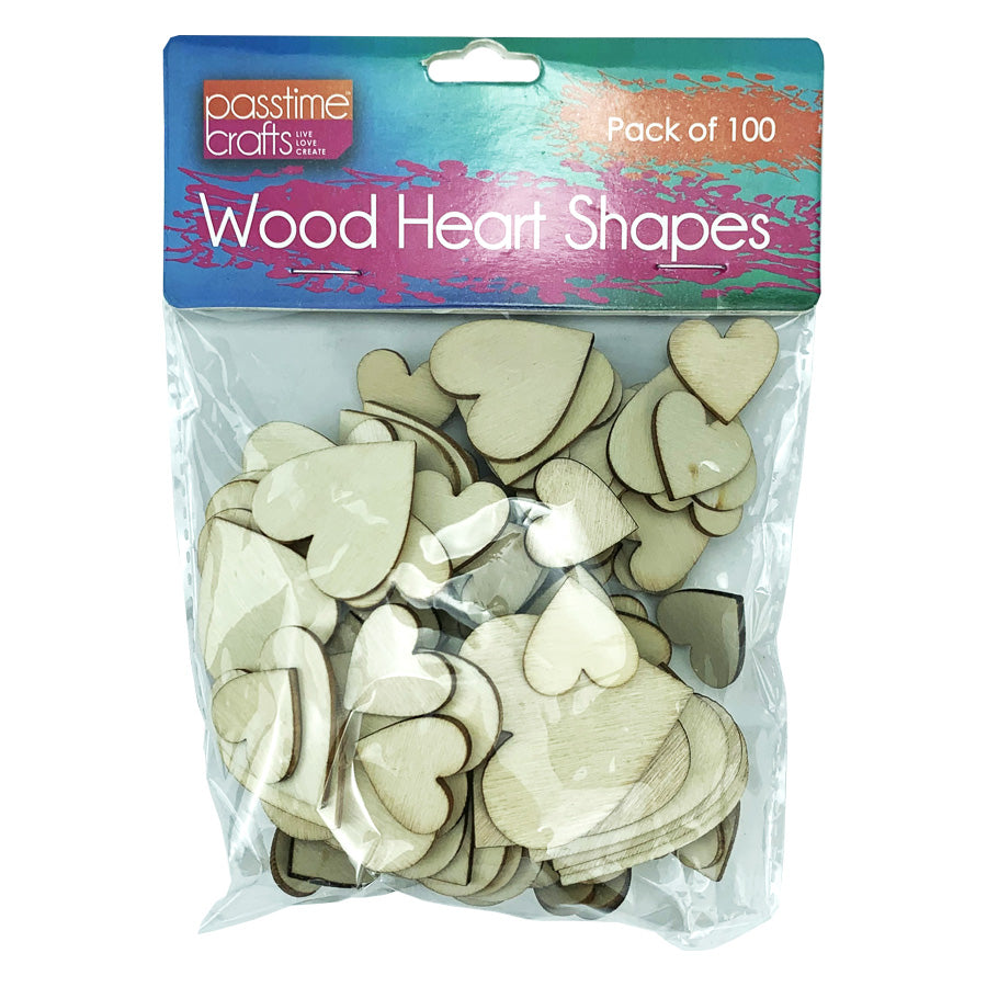 Wood MDF Shapes Pack of 100 - Hearts – Passtime Crafts