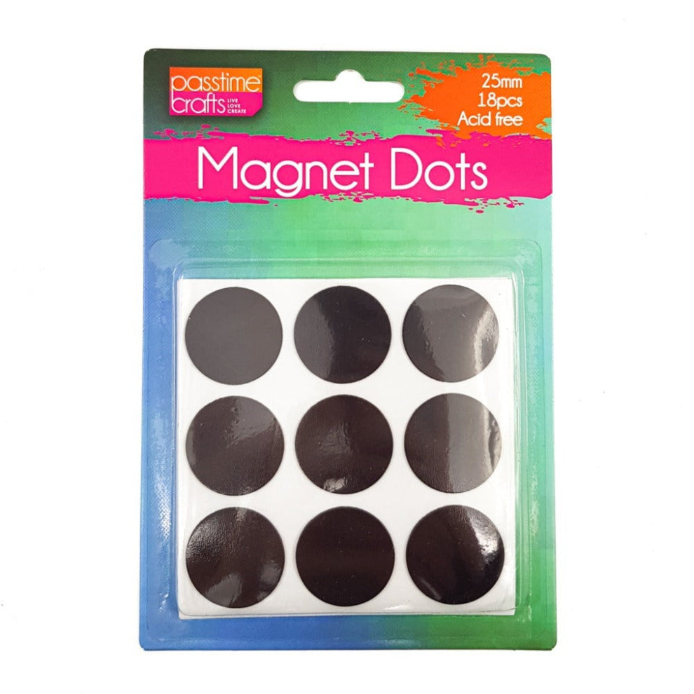 Adhesive Magnetic Dots 2.5cm2 Pack of 18 – Passtime Crafts